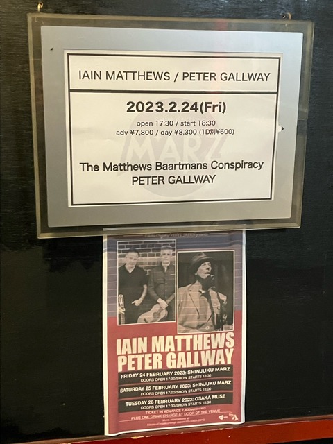 Peter Gallway & Iain Matthews来日公演の思ひ出 (2/24,2023 @新宿MARZ) : 部室 ~奥谷柊 ...