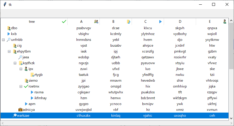 Python tkinter Treeview の網羅的なサンプル : hastalavistababychanのblog