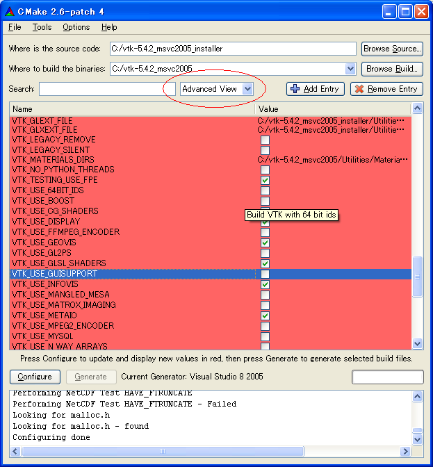 hen_cyberneの備忘録 : QVTK(VTK with Qt)のインストール(WinXP, VS2005, VC++)