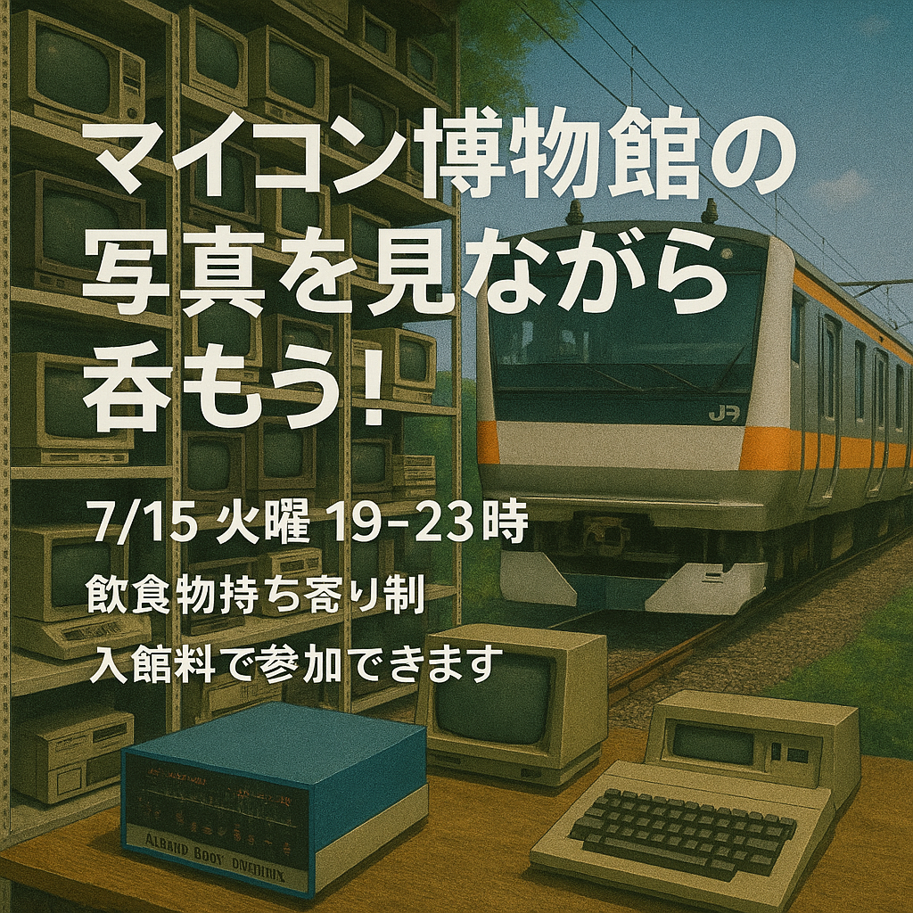 【イベント】2025年7月15日（火）19時から「マイコン博物館の写真を見ながら呑もう！」を開催します！ : Extinct Media Museum | 絶滅メディア博物館