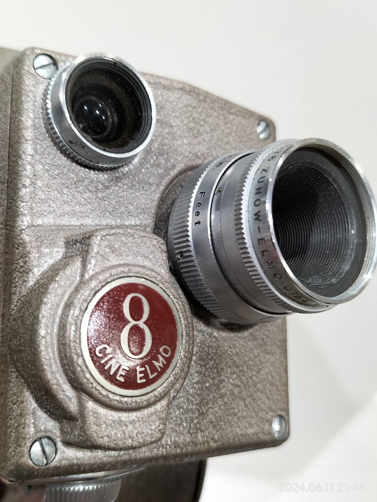 1957/昭和32/ELMO/CINE ELMO 8-AA/国産2機種目の8mmカメラの8-Aの改良型/レンズあり/グリップ付き/ダブル8 ...