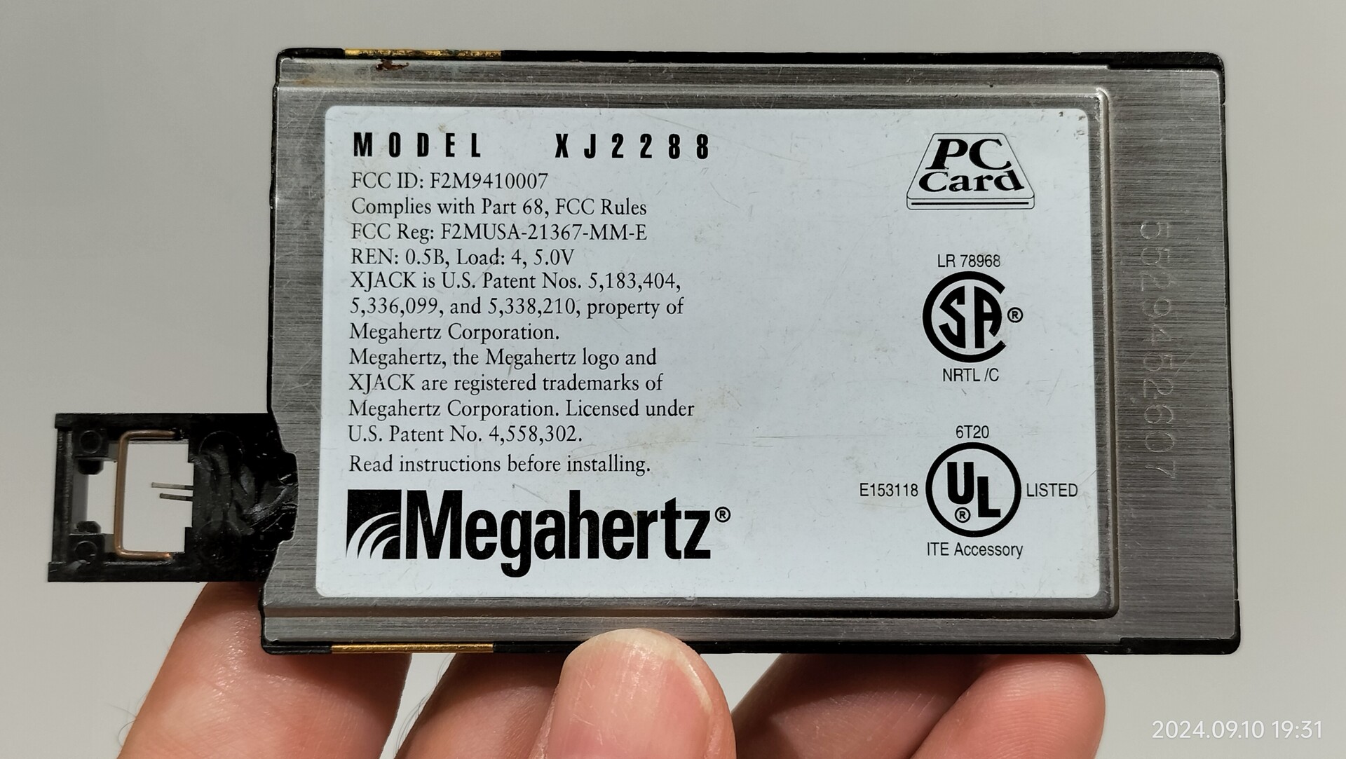 推定1996/平成8/Megahertz/MODEL XJ2288/With XJACK Connector/28.8/14.4kbos ...