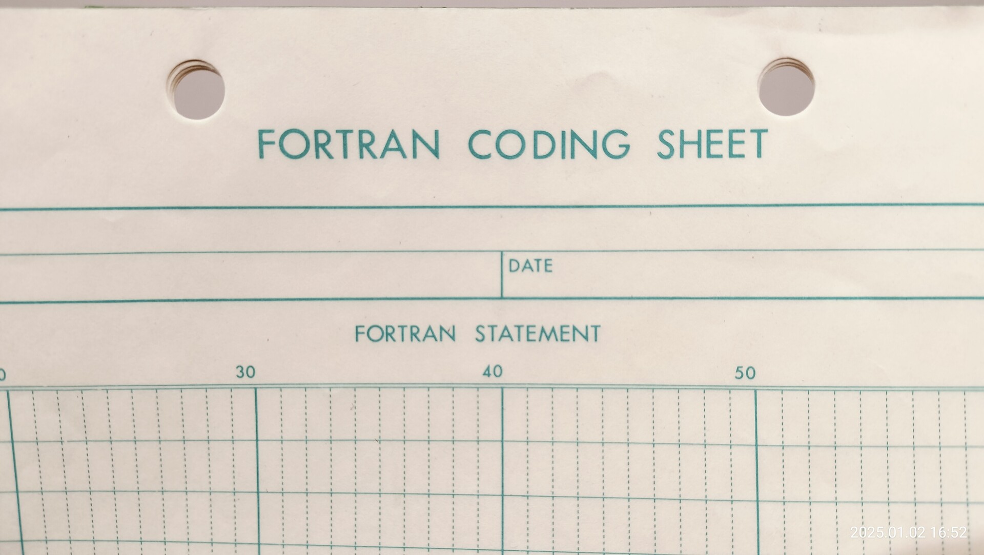 推定1975/昭和50/財団法人日本情報処理開発協会情報処理研修センター/FORTRAN CODING SHEET/フォートランコーディングシート/ : Extinct Media ...