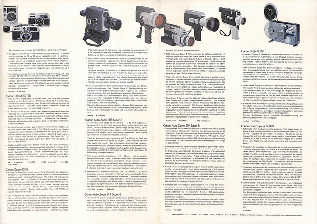 1968/昭和43/Canon/キヤノン海外向けカタログ/FT QL/Pellix QL/7s/EX EE/Canonet QL17/Dial ...