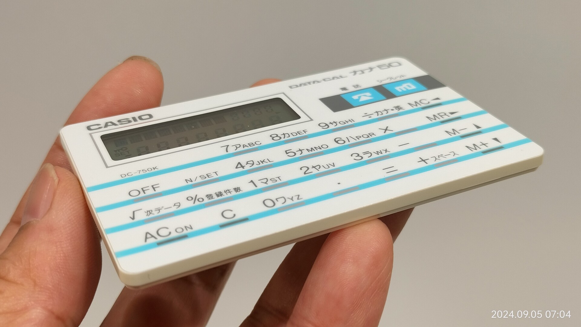 1987/昭和62/CASIO/DC-750K/DATA-CAL/カナ50/電話帳とメモ機能のある電卓/タッチキー/動態保存機 ...