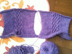 「Smocked Cable Coat」両袖同時編み、途中経過 : あみねこBlog