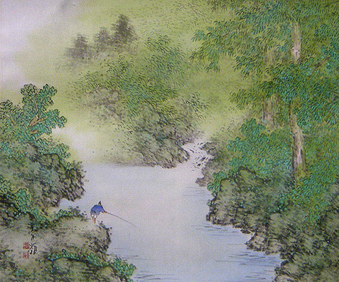 碇南嶺 掛軸 kj-178 渓流静物図 : ギャラリーたけやま・竹山表具店