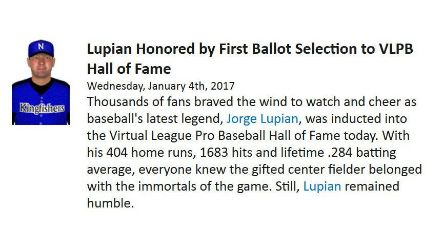 Lupian 氏、初の殿堂入り ['017 前半 OOTP19 架空リーグ 観察日記] : 架空と現実の雑記帳