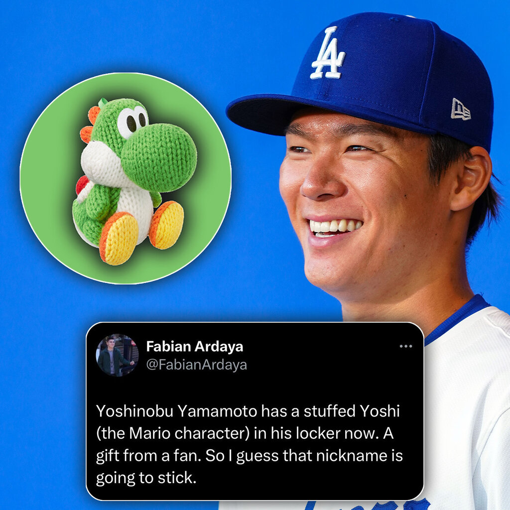 MLB NEWS@まとめ : MLB公式「ファンが山本由伸にYoshiぬいぐるみをプレゼント！」