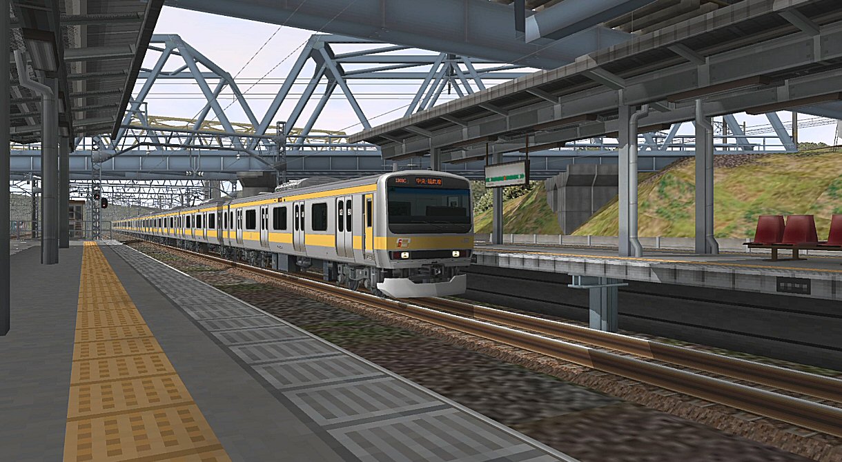 駅ホームでの到着、出発シーンから2: 鉄道模型シミュレータ―5で一人遊びだ。