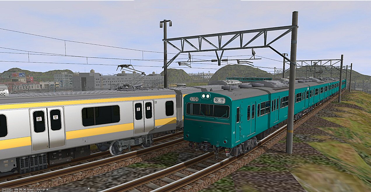 新VRM3★井戸端会議 : VRM5版103系電車を山の上の定点カメラで2