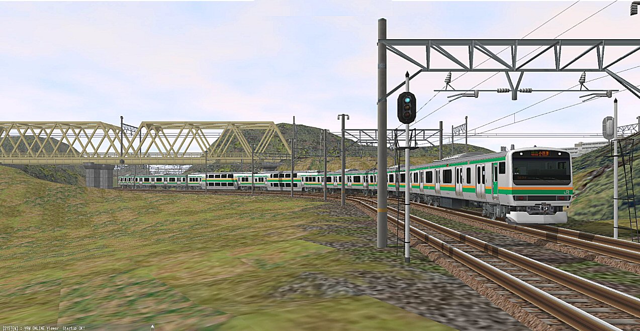 E231系近郊電車15両編成の走行動画から2: 鉄道模型シミュレータ―5で一人遊びだ。