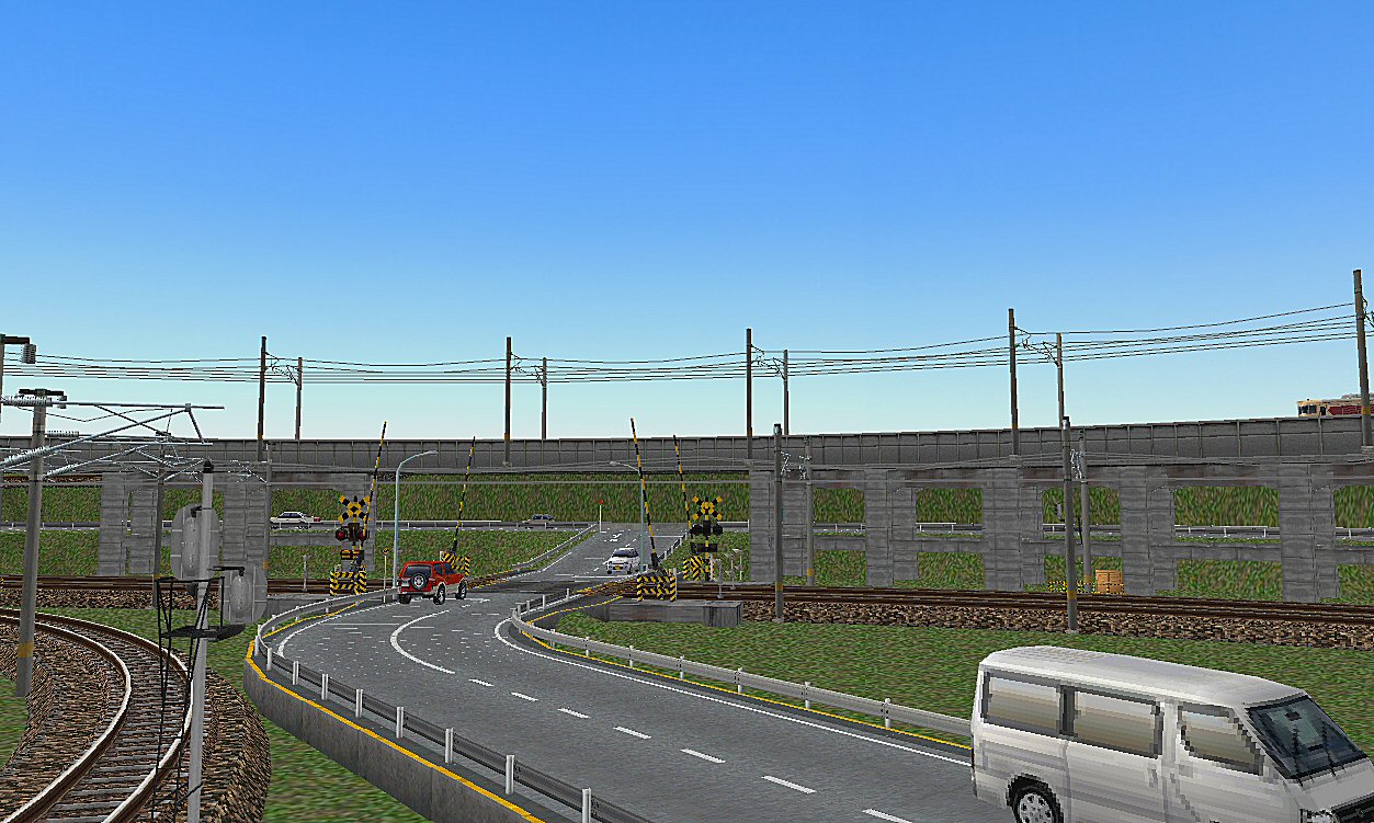 新VRM3★井戸端会議 : わざわざ高架通勤線に踏切配置の動作確認1