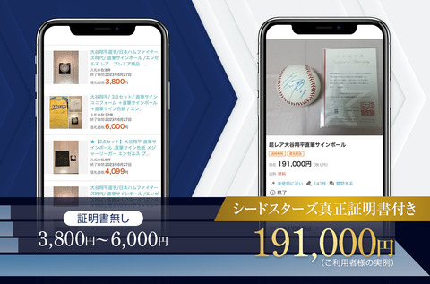 シードスターズ真正証明書の市場での効果。【大谷翔平選手サイン シードスターズ真正証明書の市場での効果。【大谷翔平選手サイン