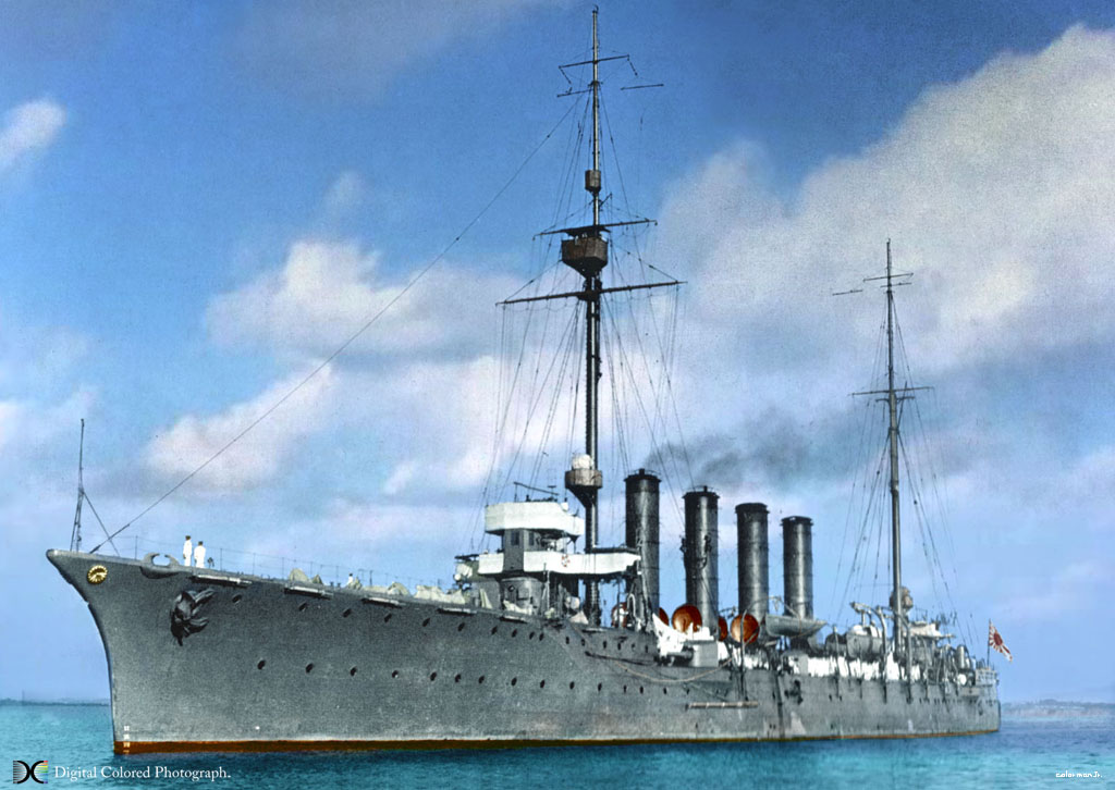 防護巡洋艦『筑摩型』 Chikuma class Protected-cruiser. : 艦艇写真のデジタル着彩