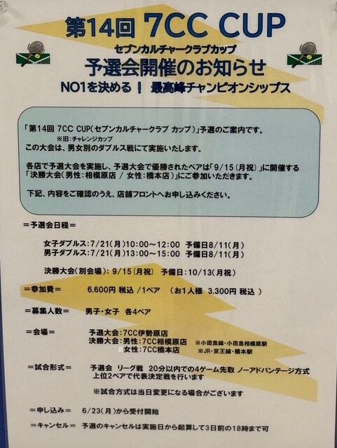 セブンカルチャークラブ 伊勢原テニス スクールblog