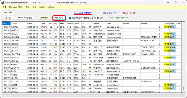 eQSL2ThwによるeQSLコンファーム情報のHAMLOGへの自動記入（改版） : 向島ポンポコ日記