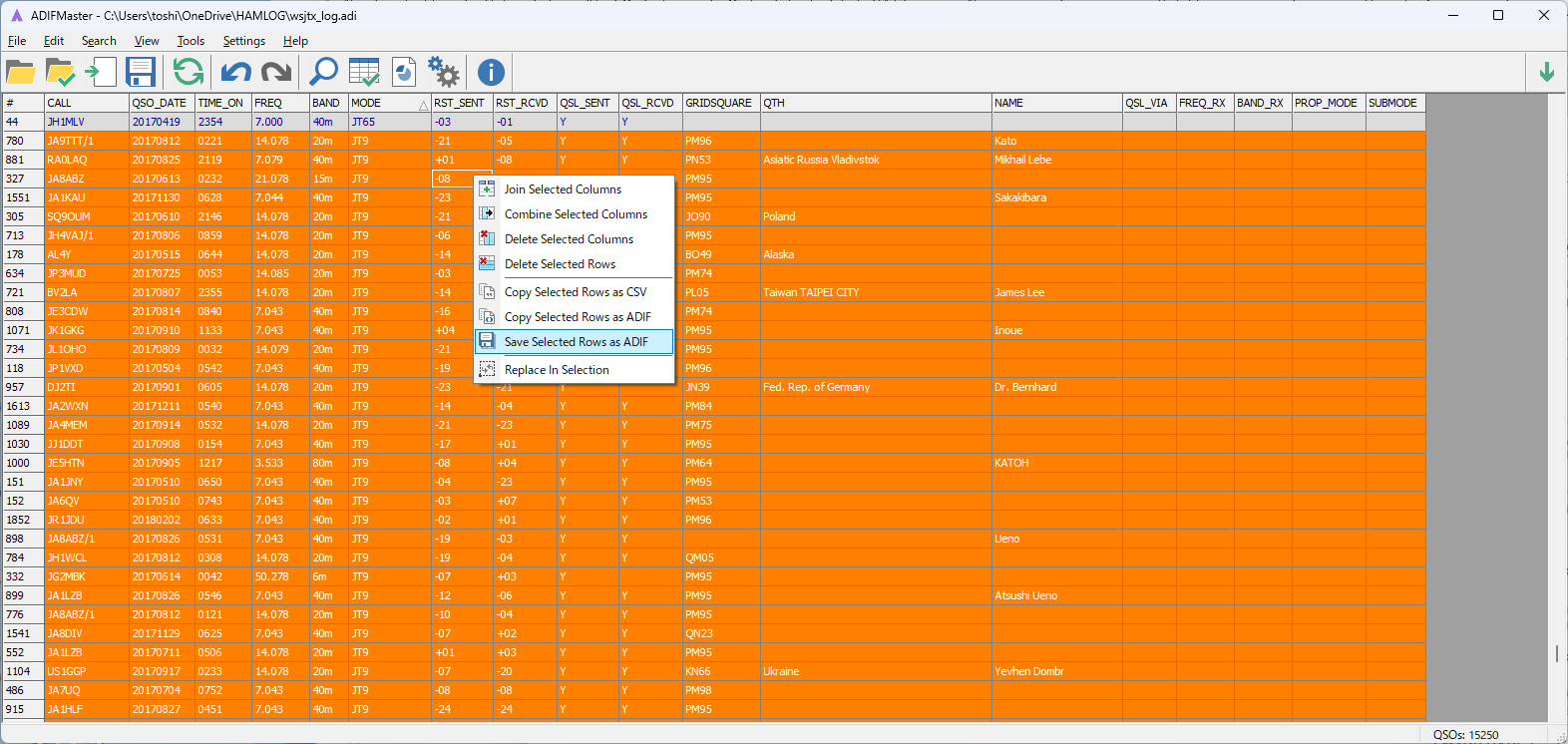 ADIF Master による ADIFファイル正規化(改版2) : 向島ポンポコ日記