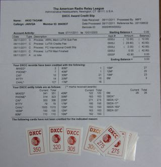 JA6VQAのblog : DXCC Credit Slip