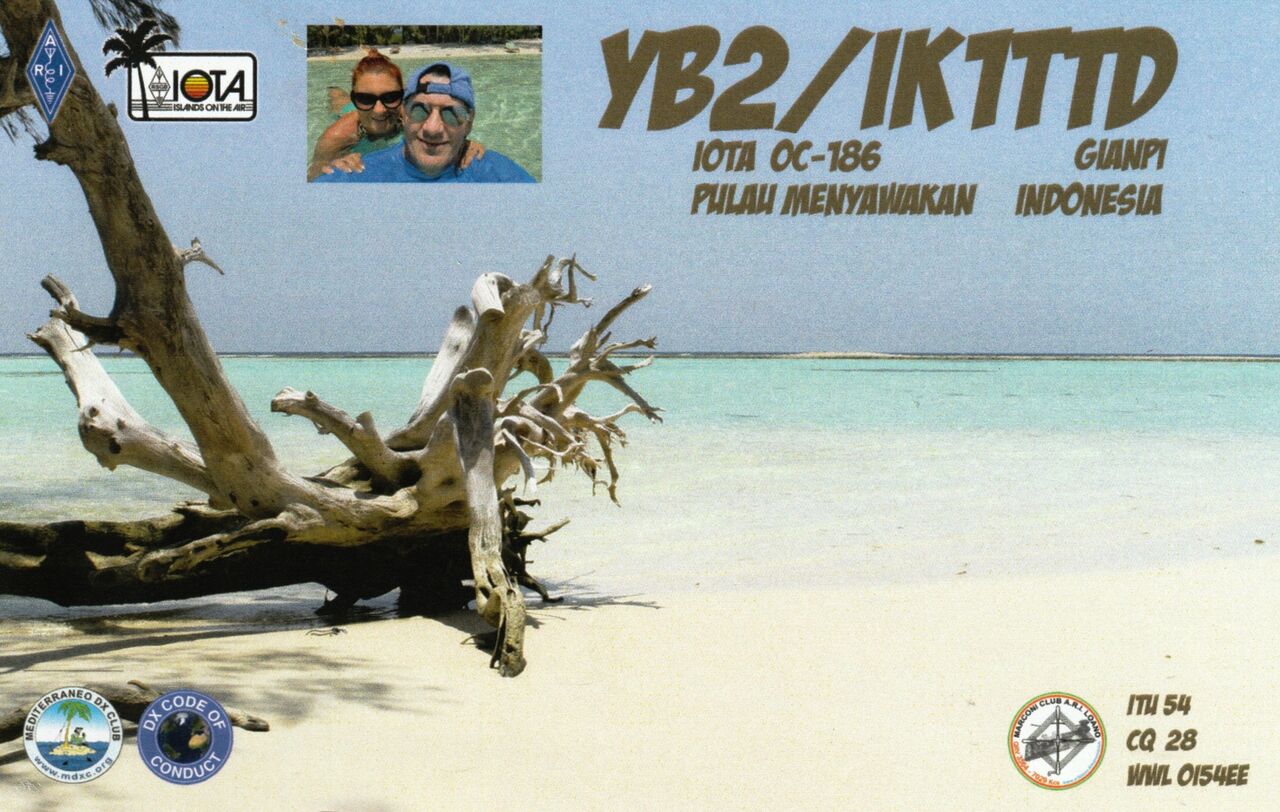 西の果てから「じゃぱ～ん」を叫ぶ : IOTA 近着のQSL 1枚 OC-186 Menjawakan Island YB2/IK1TTD