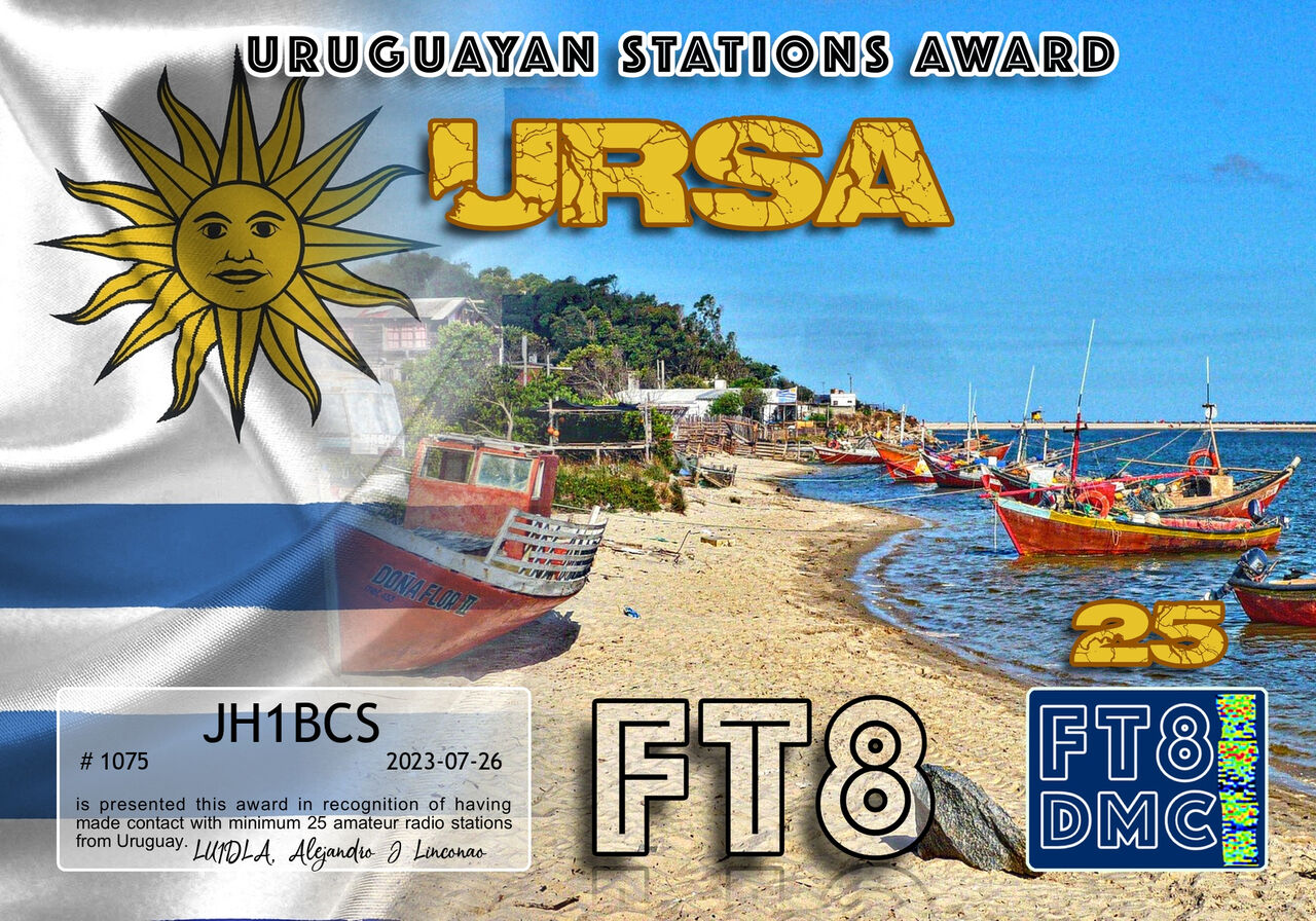 JH1BCS アマチュア無線アワードのブログ : FT8DMC-URUGUAYAN STATIONS AWARD URSA