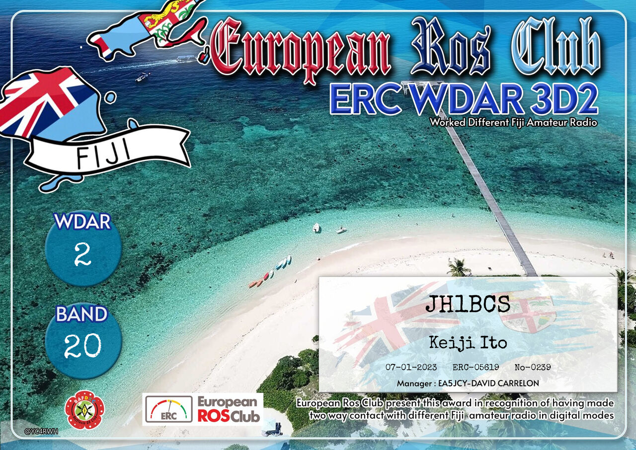 JH1BCS アマチュア無線アワードのブログ : Diploma ERC-WDAR-3D2