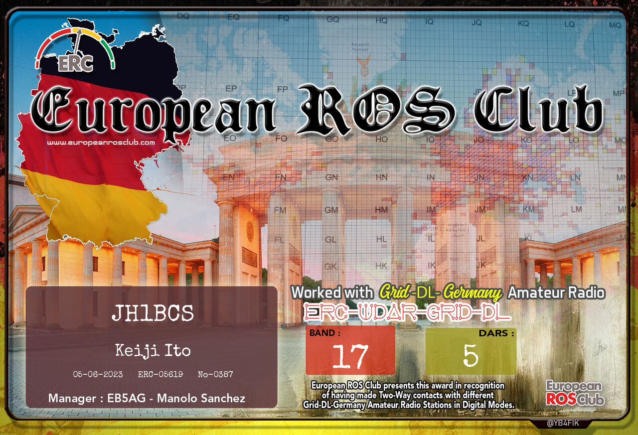 JH1BCS アマチュア無線アワードのブログ : Diploma ERC-WDAR-GRID-DL