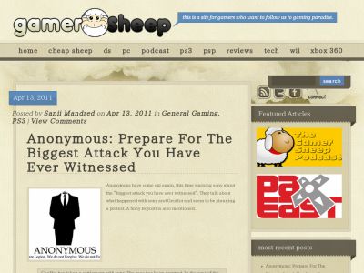 ハッカー集団『Anonymous』、攻撃方法を変更 SONY販売店で座り込み : オレ的ゲーム速報＠刃
