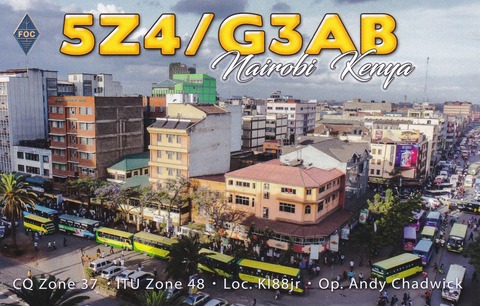 BUROで届いたQSL 5Z4/G3AB : 28MHzの記録（JJ1RDX)
