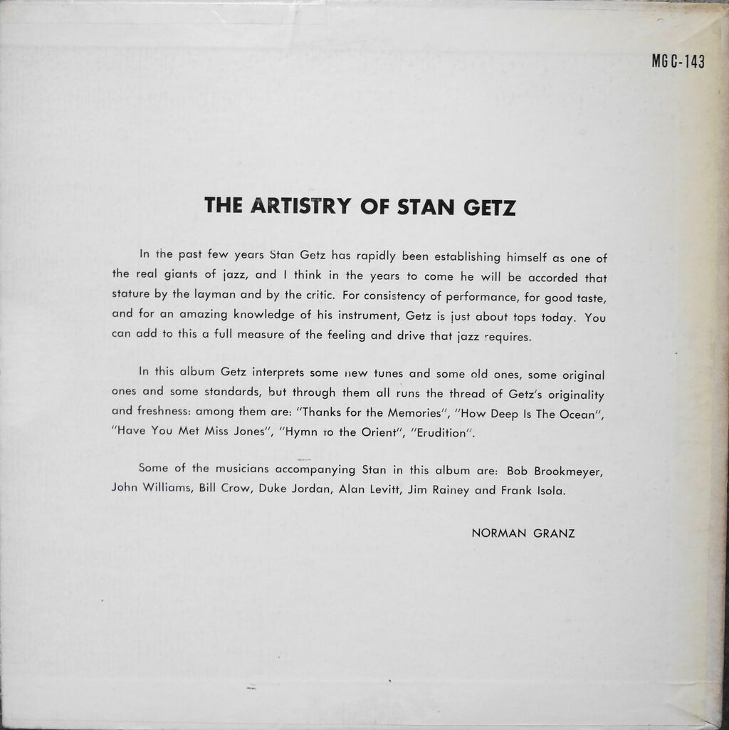 original-jazzville/jojoのブログ:STAN GETZ'S LP IN CLEF & NORGRAN LABEL
