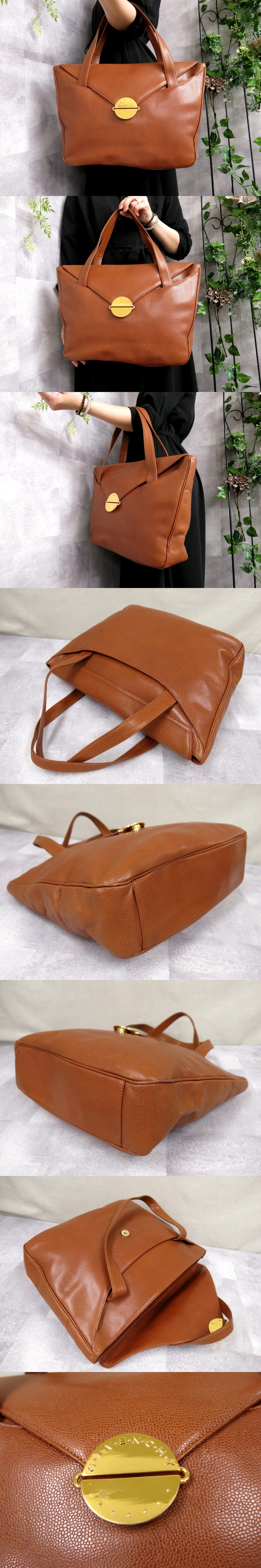 代購代標第一品牌－樂淘letao－ 超美品 GIVENCHY ジバンシィ カーフ レザー 本革 ハンド バッグ キャメル ゴールド金具 肩掛け A4 収納 書類 かばん Js40875