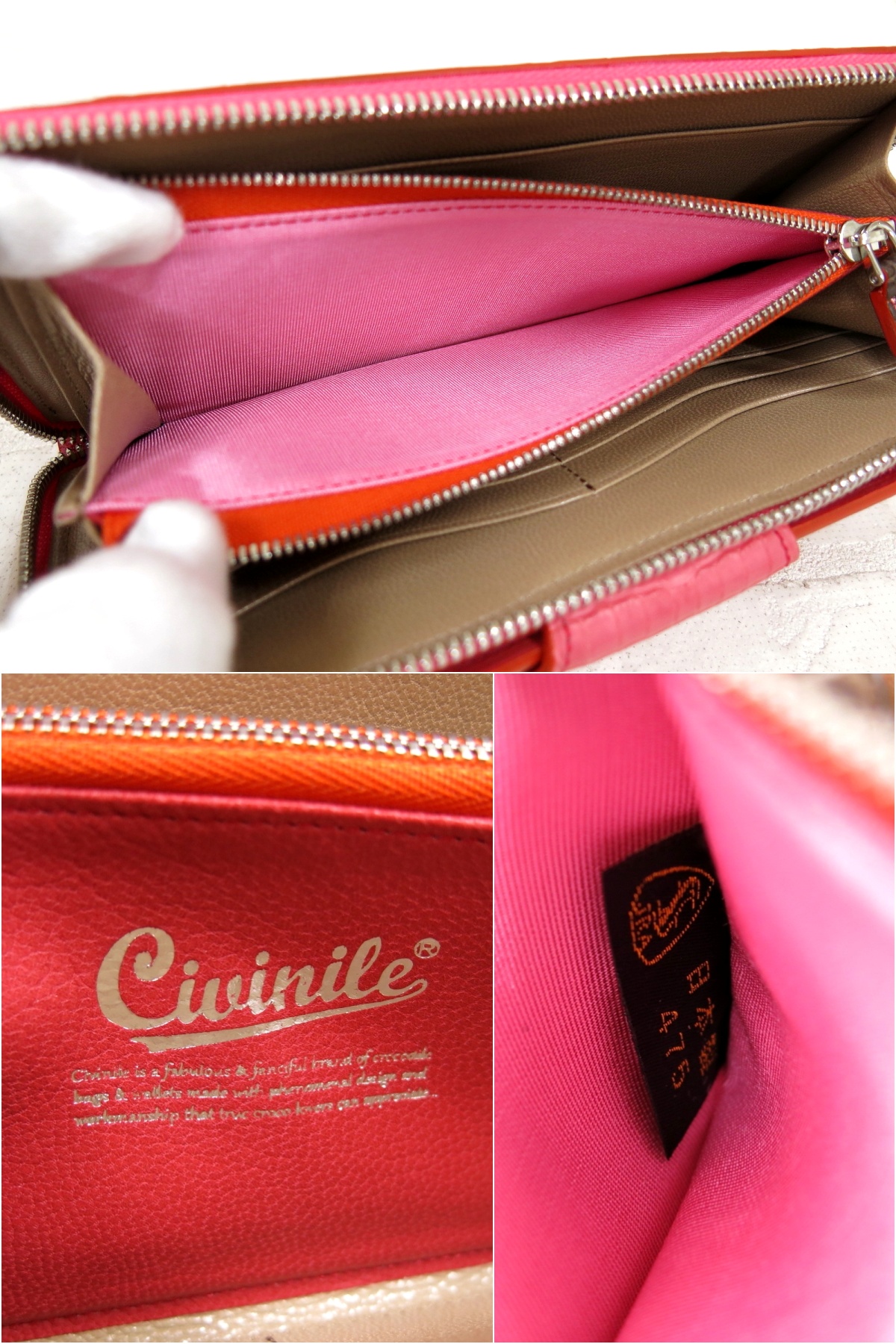 日本代購代標第一品牌【樂淘letao】－ 未使用 保管品 CIVINILE チビナイル クロコダイル 本 ワニ 革 ラウンドファスナー長財布 ...