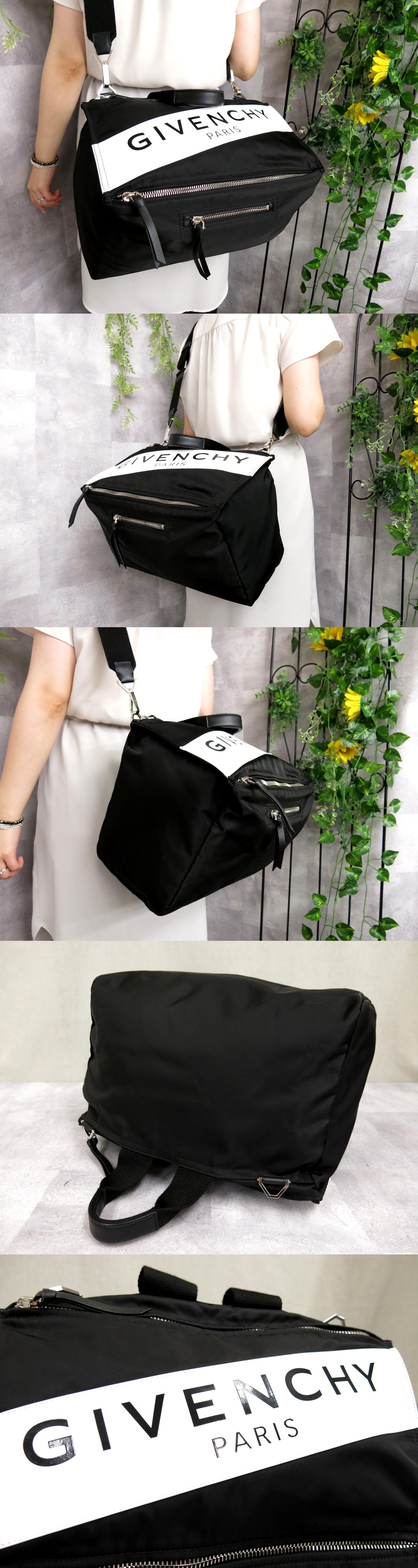 代購代標第一品牌－樂淘letao－未使用 保管品 GIVENCHY ジバンシィ メンズ パンドラ ナイロン カーフ レザー 本革 2way ハンド ショルダー バッグ 黒 B5 Js39207