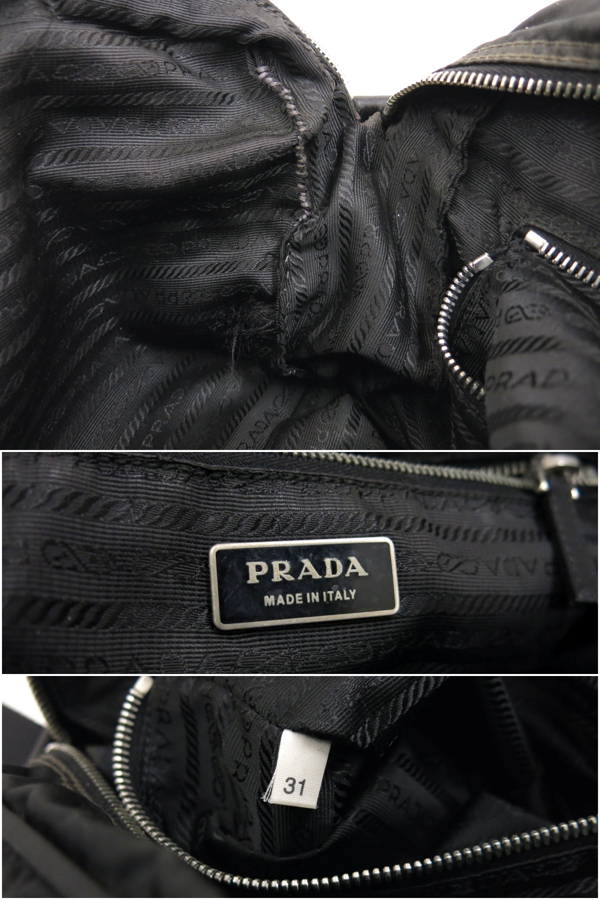 代購代標第一品牌－樂淘letao－ PRADA プラダ メンズ ナイロン カーフ レザー 本革 ショルダー バッグ カメラ ブラック シルバー金具 イタリア製 斜め掛け A2403