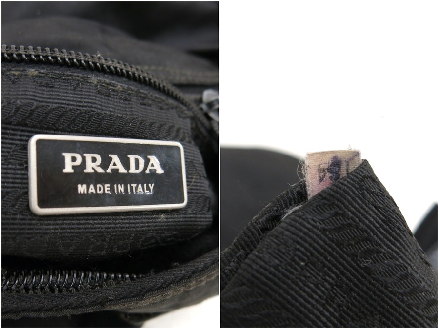 日本代購代標第一品牌【樂淘letao】－ PRADA プラダ ナイロン カーフ レザー 本革 ショルダー バッグ ブラック シルバー金具 イタリア製 ダブルポケット 斜め掛け A6701