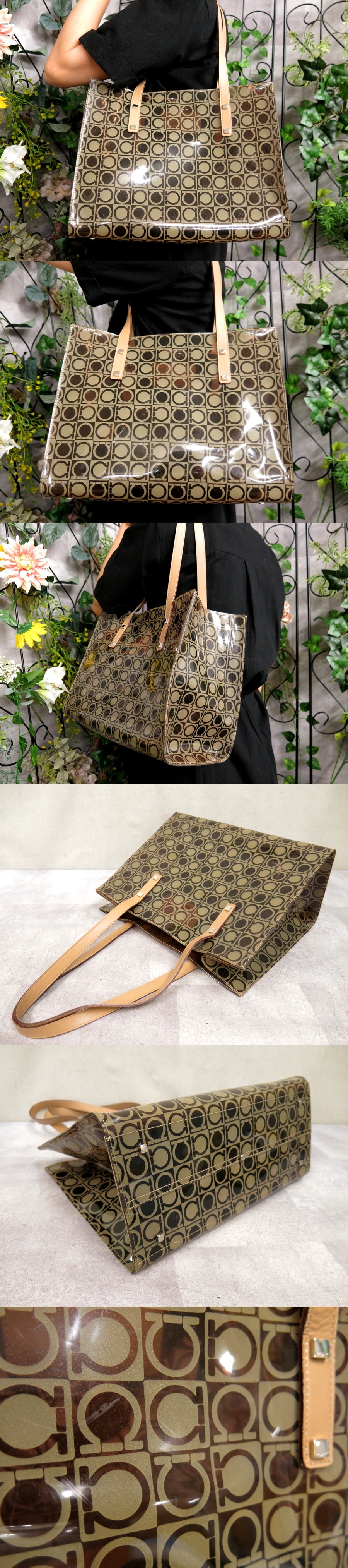 【樂淘letao】日本代購代標第一品牌－超美品 Salvatore Ferragamo フェラガモ ガンチーニ 総柄 ビニール カーフ レザー ...