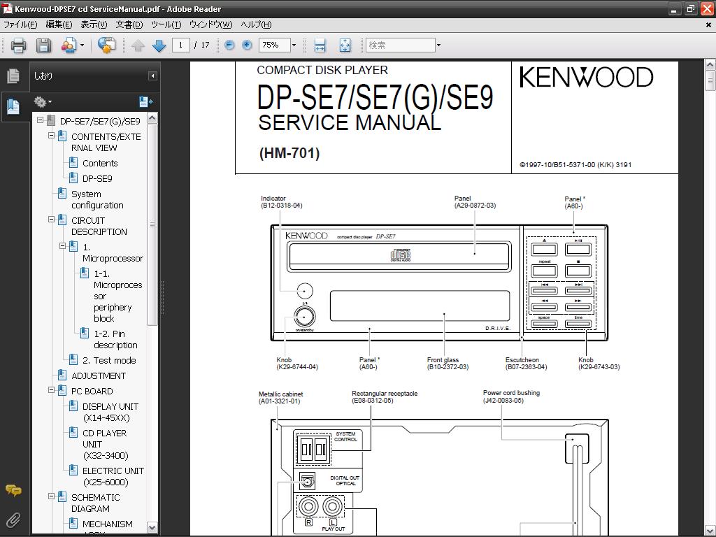 mobile-ThinkPad fan:Kenwood DP-SE7,DM-SE7のサービスマニュアルを入手しましたが．．．