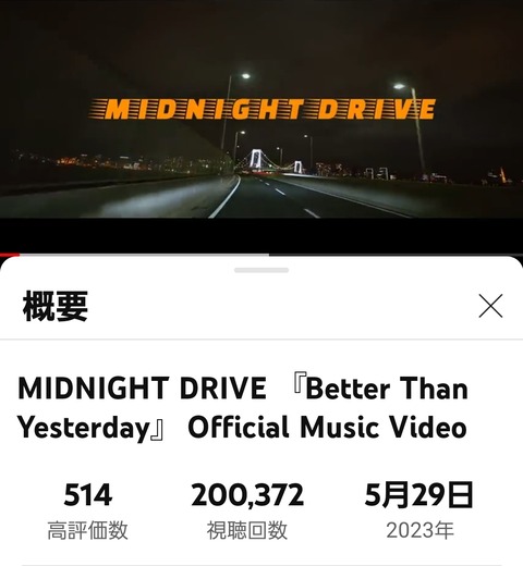 な～こ♪の『ずっとずっとCODE-Vに はまり中！』 : MIDNIGHTDRIVE 『Better Than Yesterday 』MVが20万再生突破！