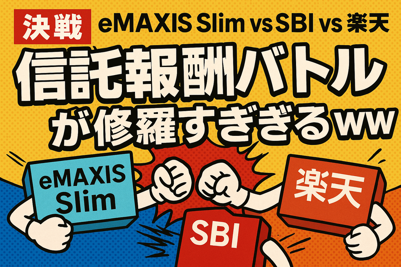 【決戦】eMAXIS Slim vs SBI vs 楽天 → “信託報酬バトル”が修羅場すぎるww : 投資.com