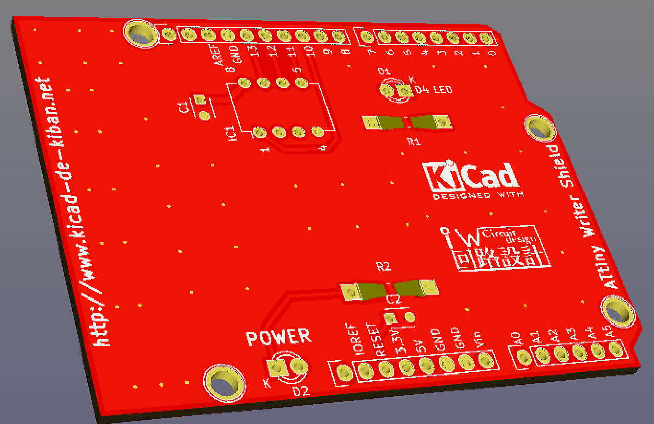 8ピンATtiny（AVRマイコン）の書き込み用Arduinoシールドのメイキング動画 : KiCadで基板を作る