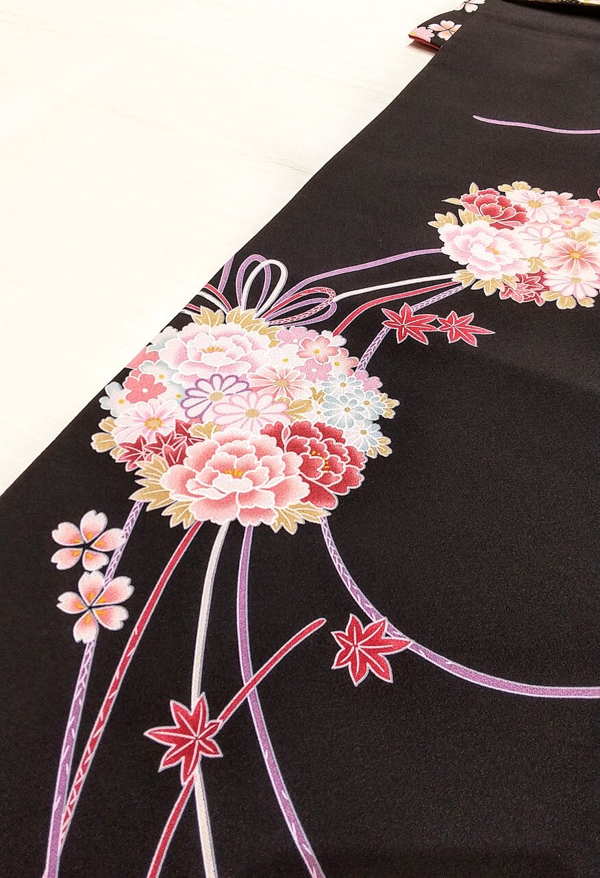 花薬玉柄の小紋~アンティークの総刺繍の名古屋帯~ : ぶどうの 花薬玉柄の小紋~アンティークの総刺繍の名古屋帯~ : ぶどうの