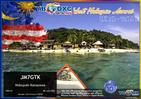 WDM-9M2 (WEST MALAYSIA AWARD) : JM7GTK まい あわど