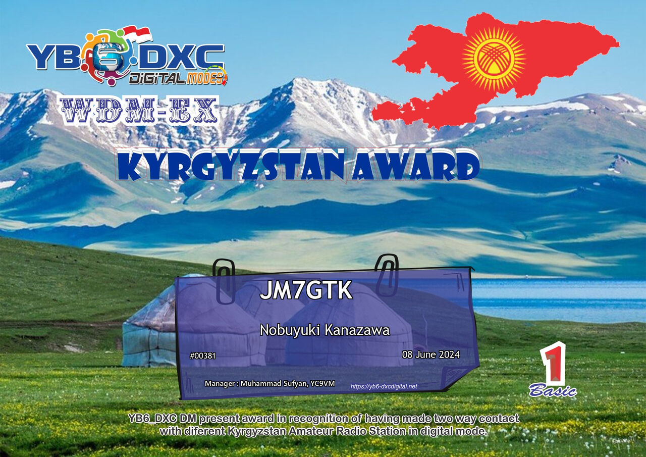 WDMA-EX (KYRGYZSTAN AWARD) : JM7GTK まい あわど