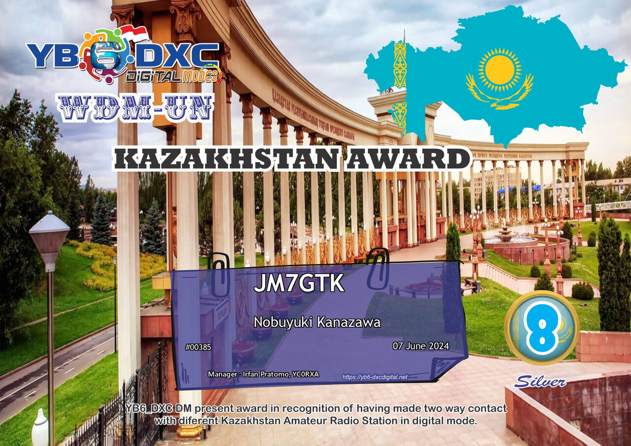 WDM-UN (KAZAKHSTAN RUSSIA AWARD) : JM7GTK まい あわど