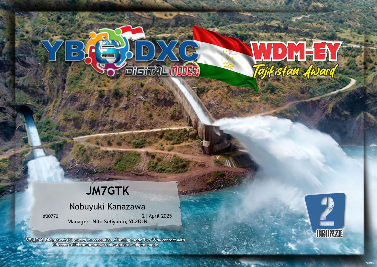 WDM-TA2-9 (TURKEY ASIA AWARD) : JM7GTK まい あわど