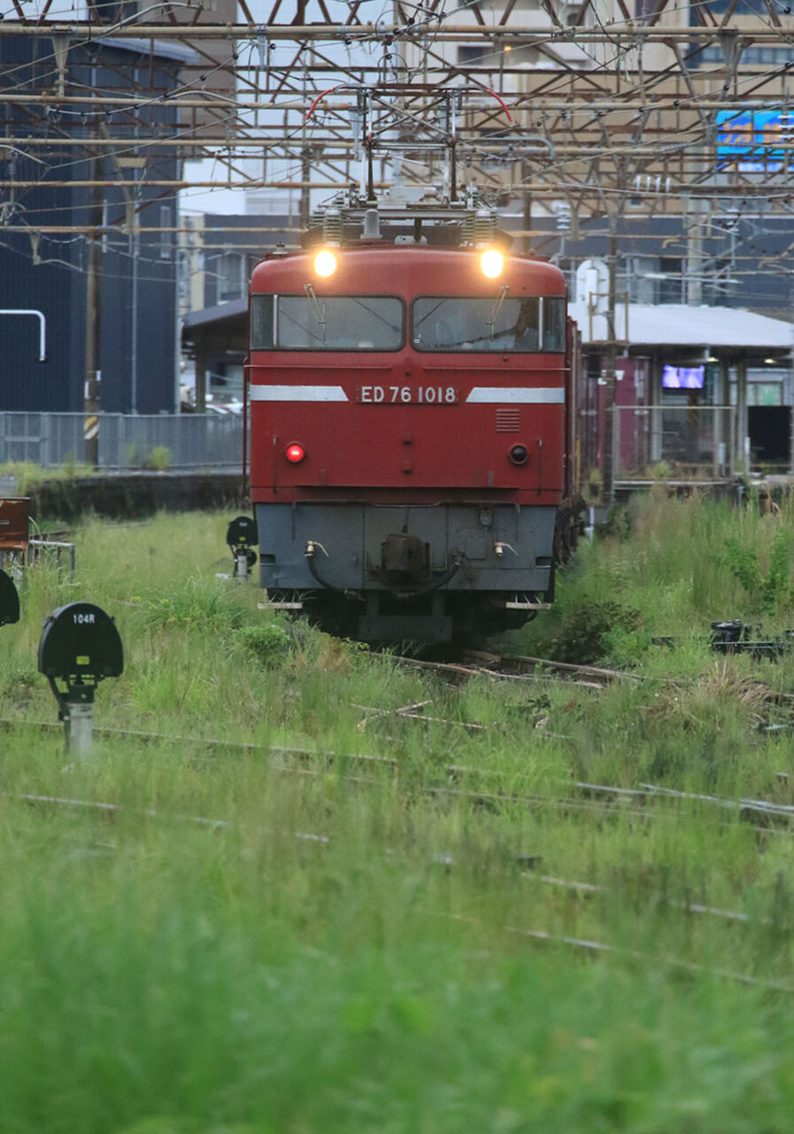鹿児島到着の ED76 1018 : 鴨池港すぐ