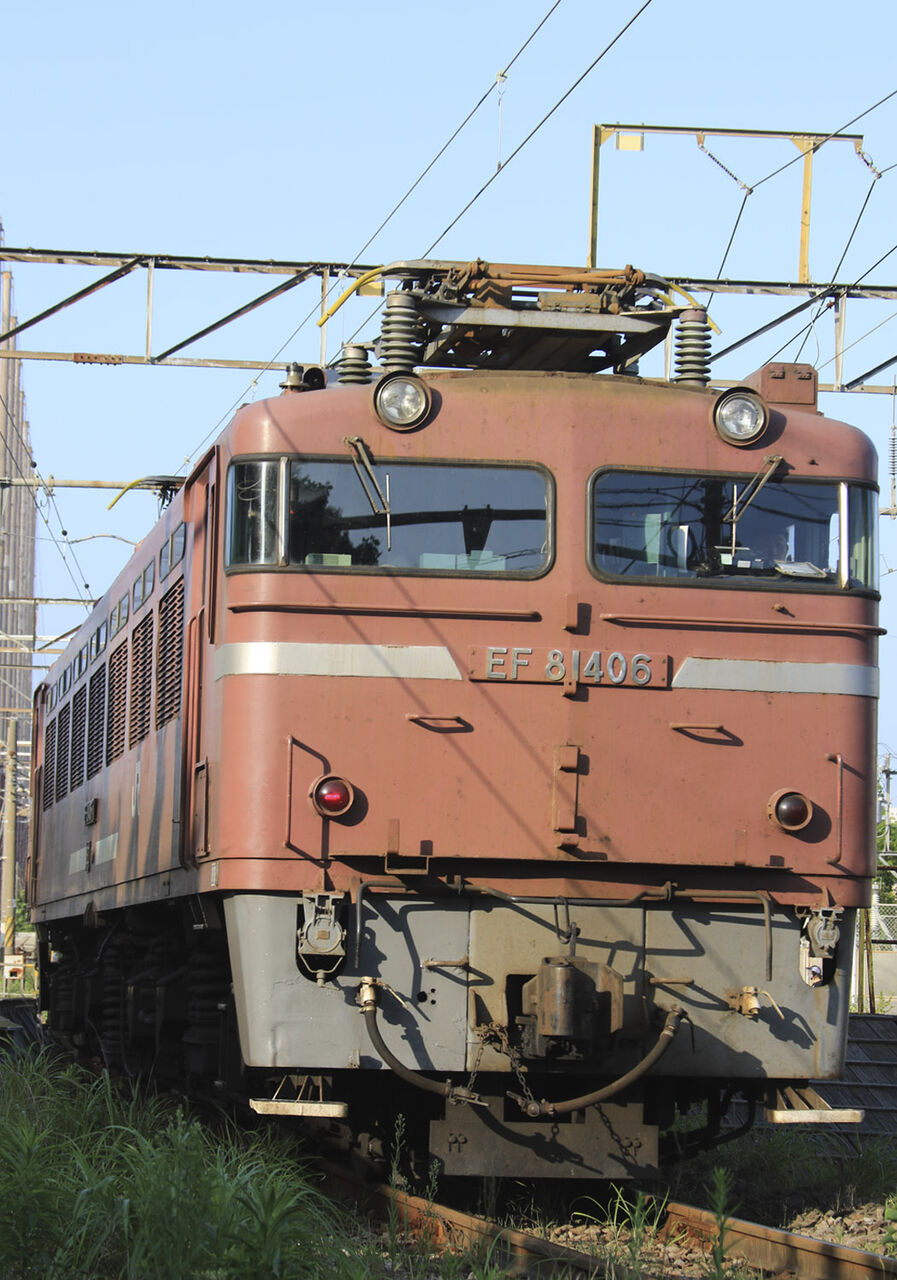 鹿児島に到着したEF81 406 : 鴨池港すぐ