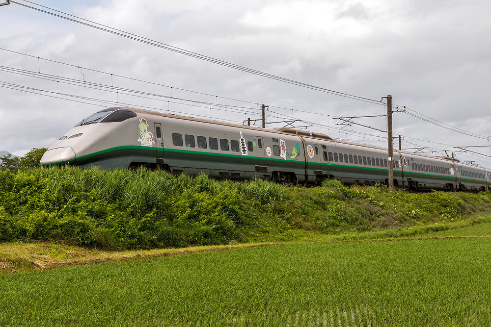 『山形日和。きてけろくん』ラッピング（E3系L71編成） : 山形新幹線・つばさ号を撮ってます 2