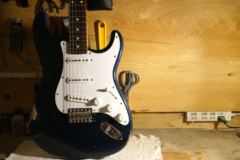 Refinish Aged Strat "Dark Lake Placid Blue" 完成！※依頼品 : Kooy GuitarsのK