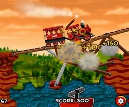 ダイナマイトを設置して橋を爆破する物理パズルゲーム Dynamite Train